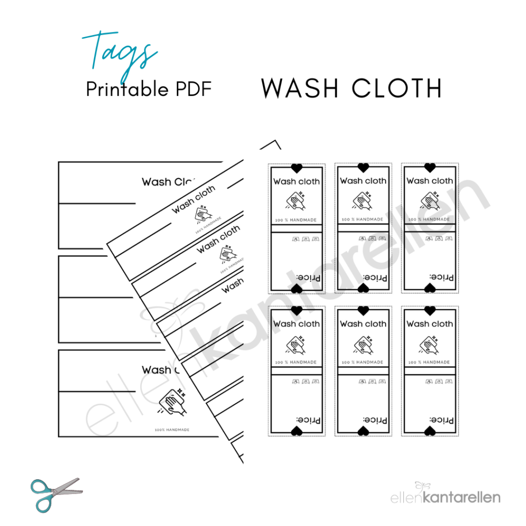 Printable Tags for Wash Cloth & Bonus skinny Tags - Ellenkantarellen.com