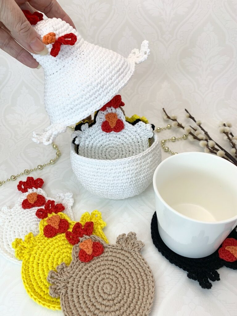 Hen basket crochet pattern - Ellenkantarellen.com