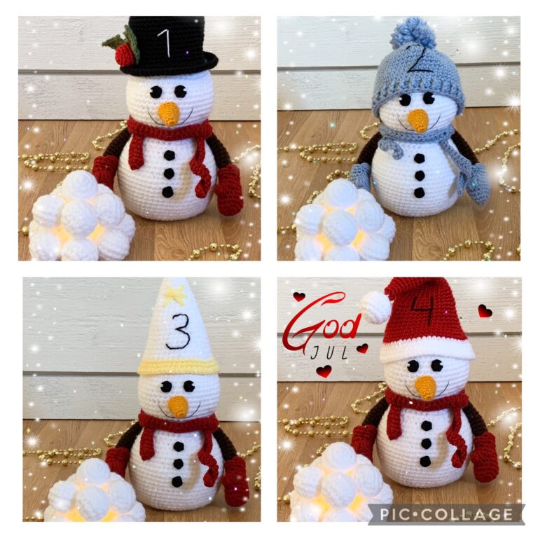 Advent Snowman calender crochet pattern - Ellenkantarellen.com
