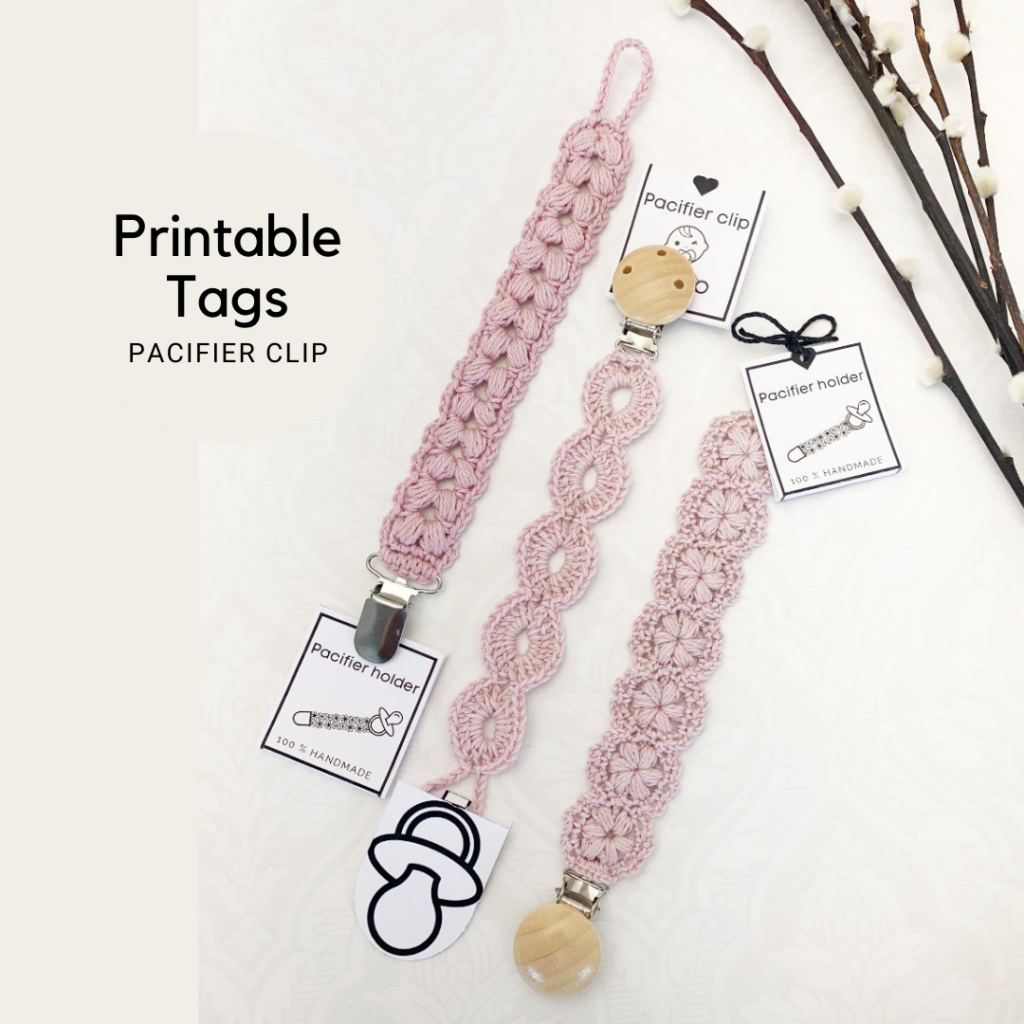 Printable Tags for handmade Pacifier Holder + Bonus skinny Tags ...