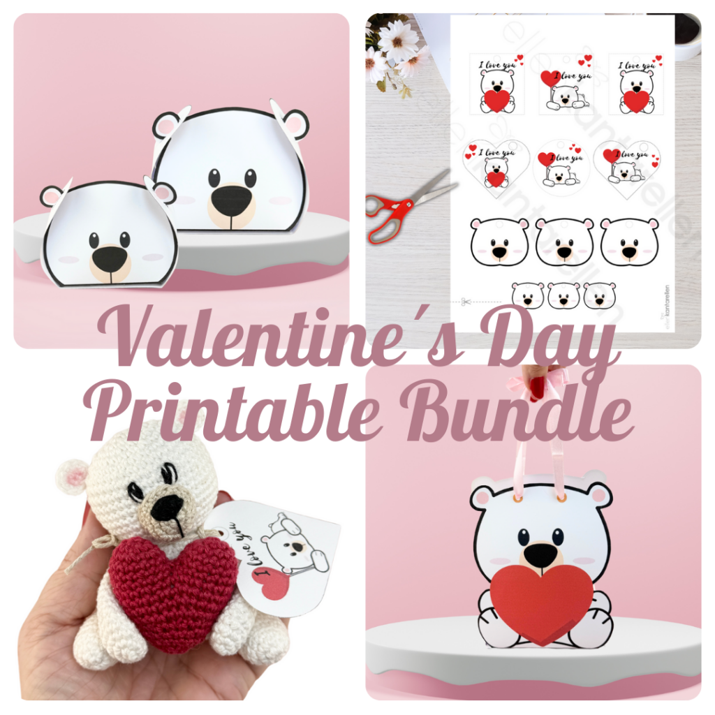 Super cute Valentine's Bear gift box/bag templates Bundle ...
