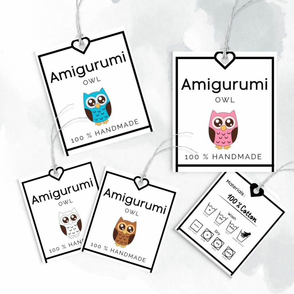 Printable Amigurumi OWL gift Tags + Bonus Small Tags - Ellenkantarellen.com